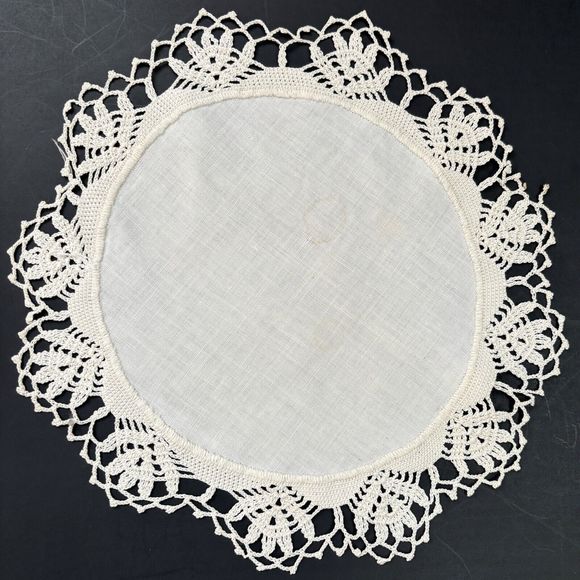Handmade | Accents | Linen Crocheted Lace Edge Doily Hand Made Round ...